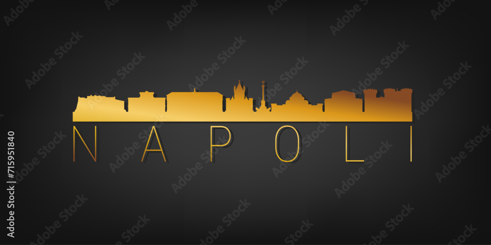Naples, Metropolitan City of Naples, Italy Gold Skyline City Silhouette ...