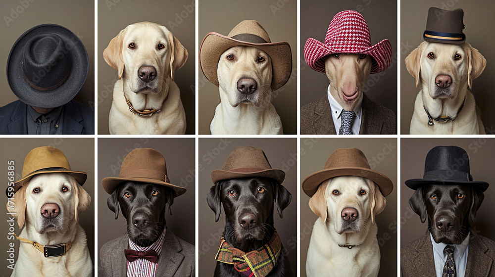 A series of images showcasing a Labrador Retriever's playful reaction ...