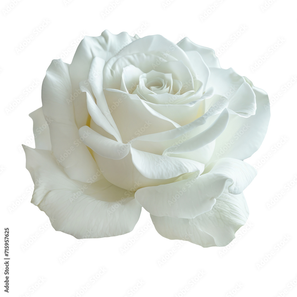 Rose white flower. Beautiful single white rose isolated on transparent ...