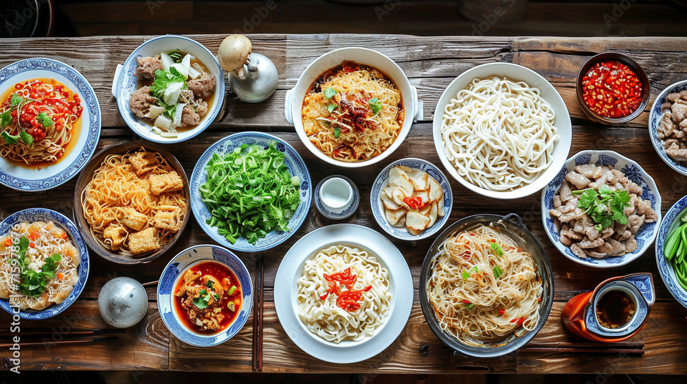 An inviting scene of a traditional Chinese dining table adorned with an ...