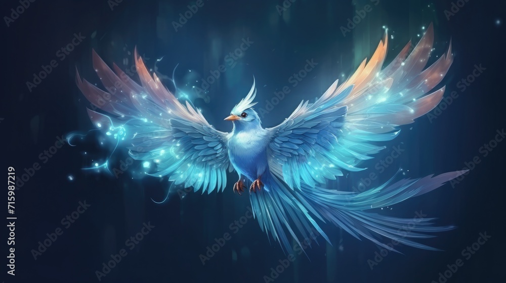 Cute little blue bird. Cute animals and birds. Spring symbol. Blue luck ...