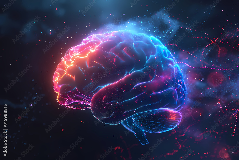 An illuminated mind navigates the vast expanse of the cosmos, bursting ...