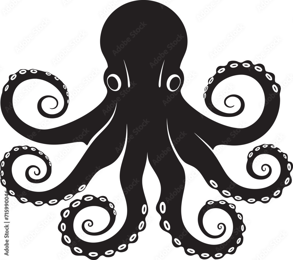 Tentacle Tango Black Vector Octopus Logos 90 Word Dance of Underwater ...