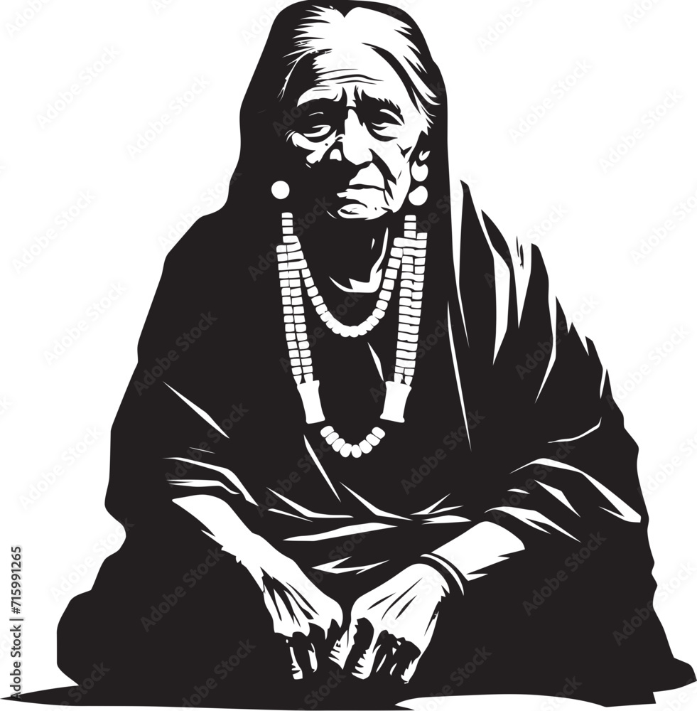 Classic Matriarch Monochrome 90 Year Lady Icon Noble Wisdom Black and ...