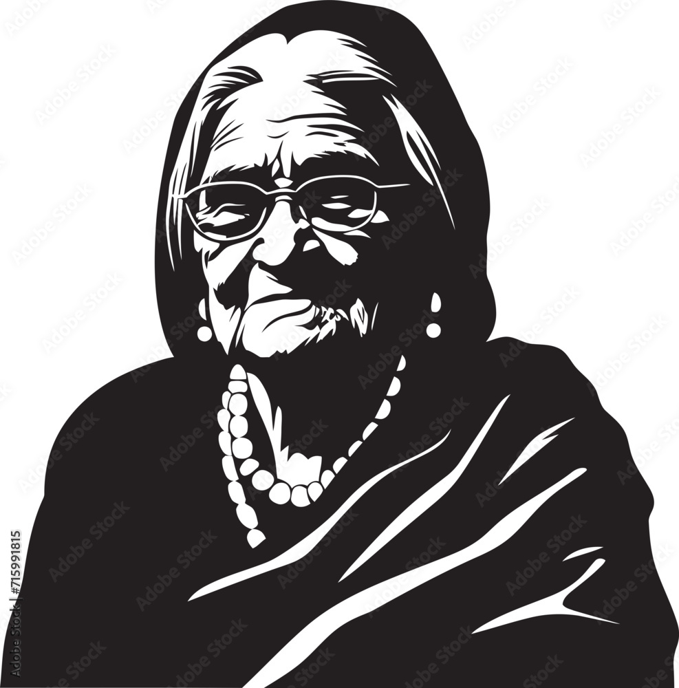 Elegant Elderly Monochromatic Grandma Icon Classic Matriarch 90 Year ...