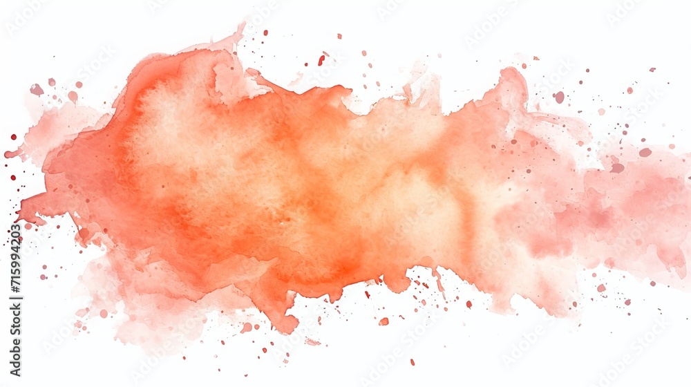 Peach watercolor splash on white background. Vector brown watercolour ...