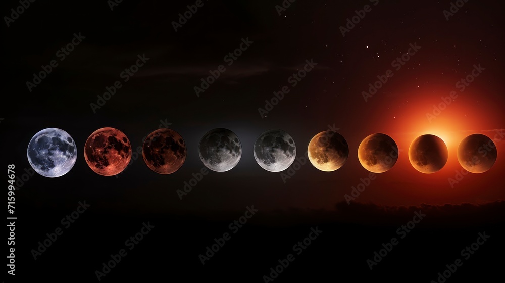 phases of the moon during an eclipse real colors in high quality Stock ...
