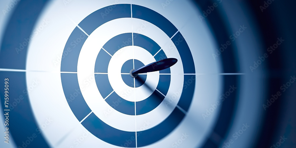 Dart in the middle of indigo blue and white target shooting target ...