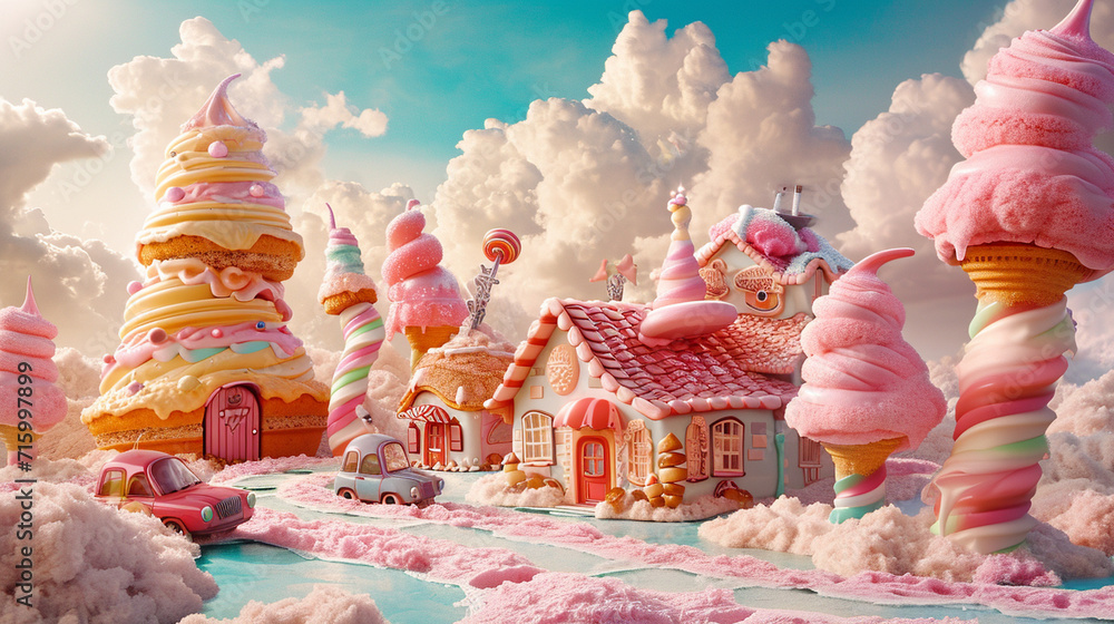 Ice Cream Land, a delightful realm where the inhabitants live in houses made of ice cream ...