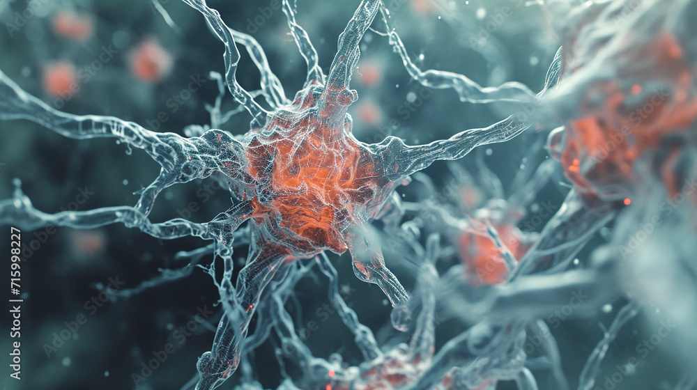 A visually stunning 3D representation of nerve cells, focusing on their ...