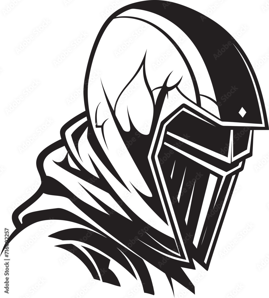 Sombre Sentinel Elegant Black Design for Vector Sad Knight Soldier ...