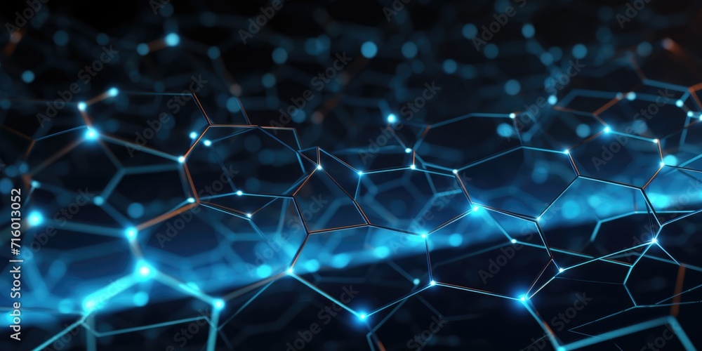 a blue background with blue hexagons, in the style of contrasting ...