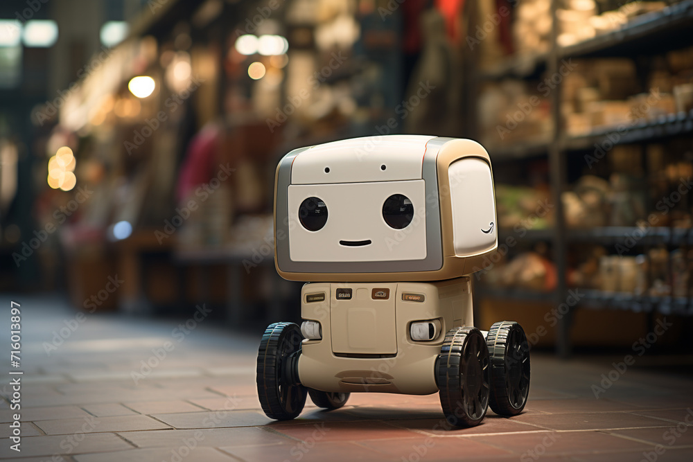 mini delivery food packagerobot, futuristic modern.an automatic device ...