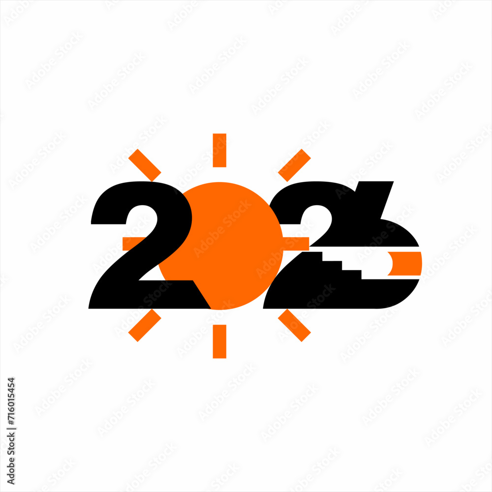 Number 2026 logo design with illustration of sunrise and stairs. Stock ...