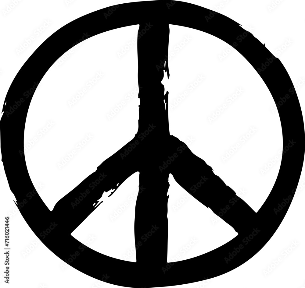 Vecteur Stock Iconic Peace Symbol in Bold Black Brush Strokes - Ideal ...