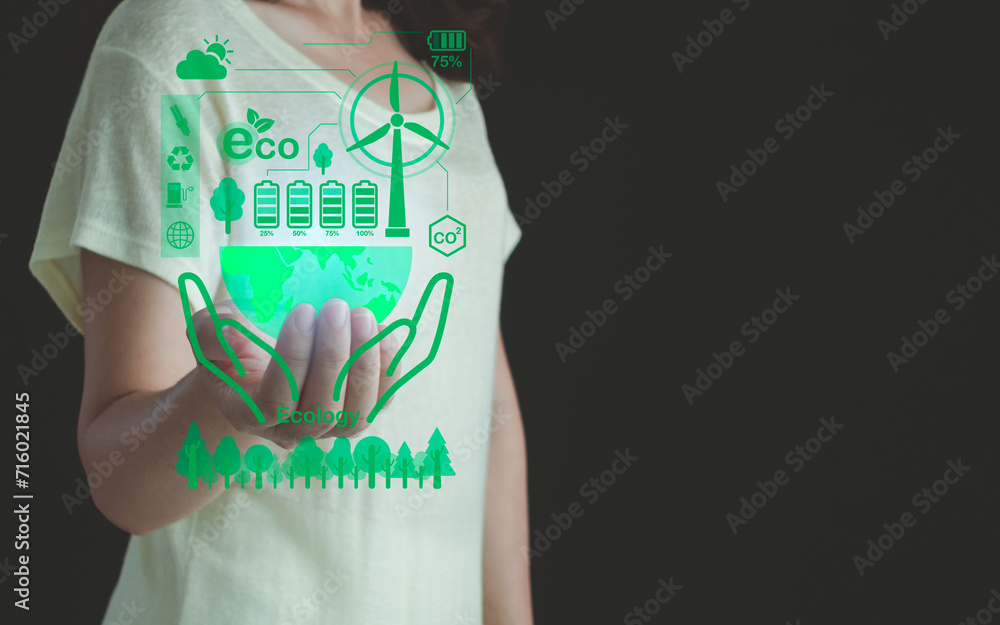 Sustainable environment and business. Save the planet in Hands, Concept ...