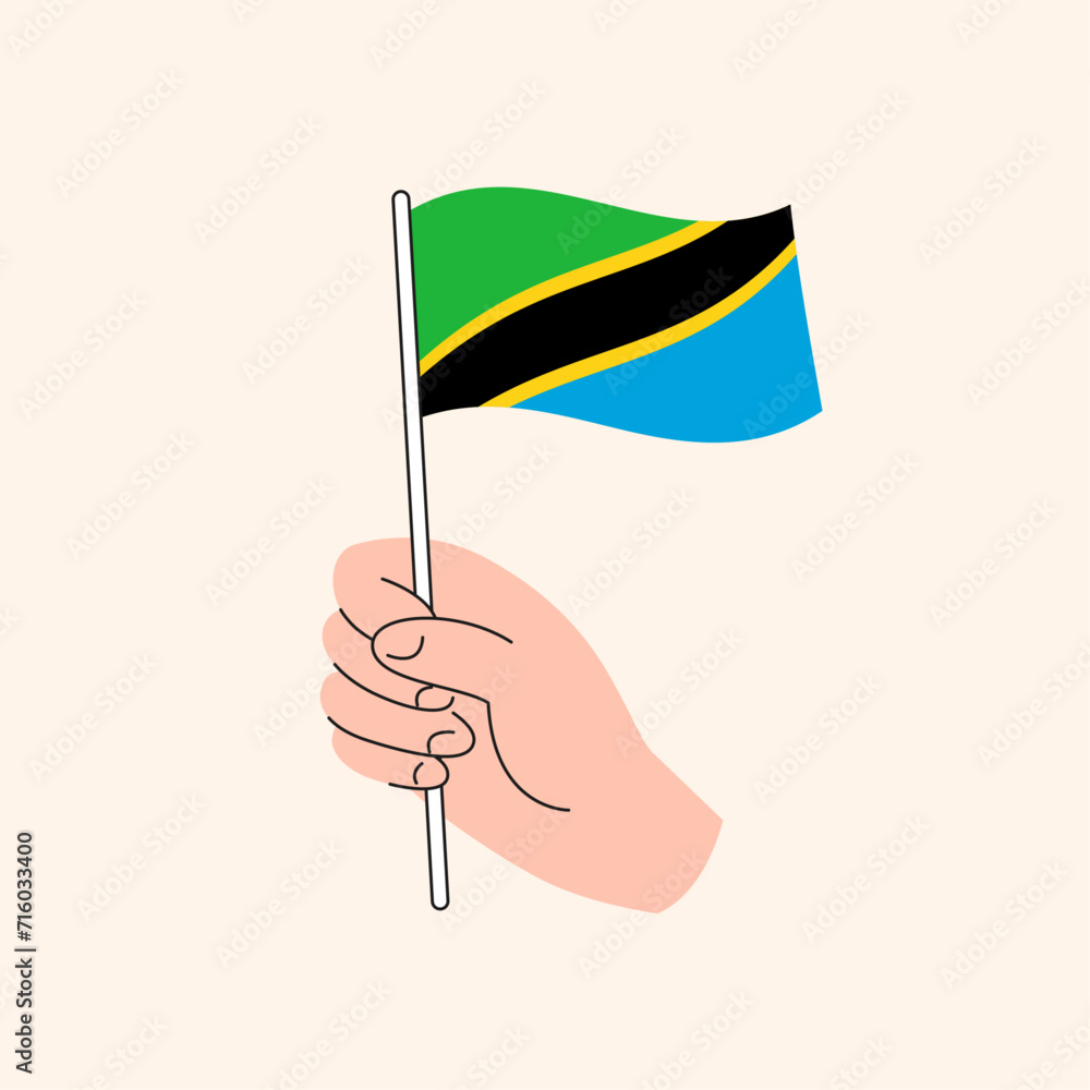 Flag of Tanzania, East Africa, Isolated Flat Illustration. Cartoon Hand ... Flag of Tanzania, East Africa, Isolated Flat Illustration. Cartoon Hand ...