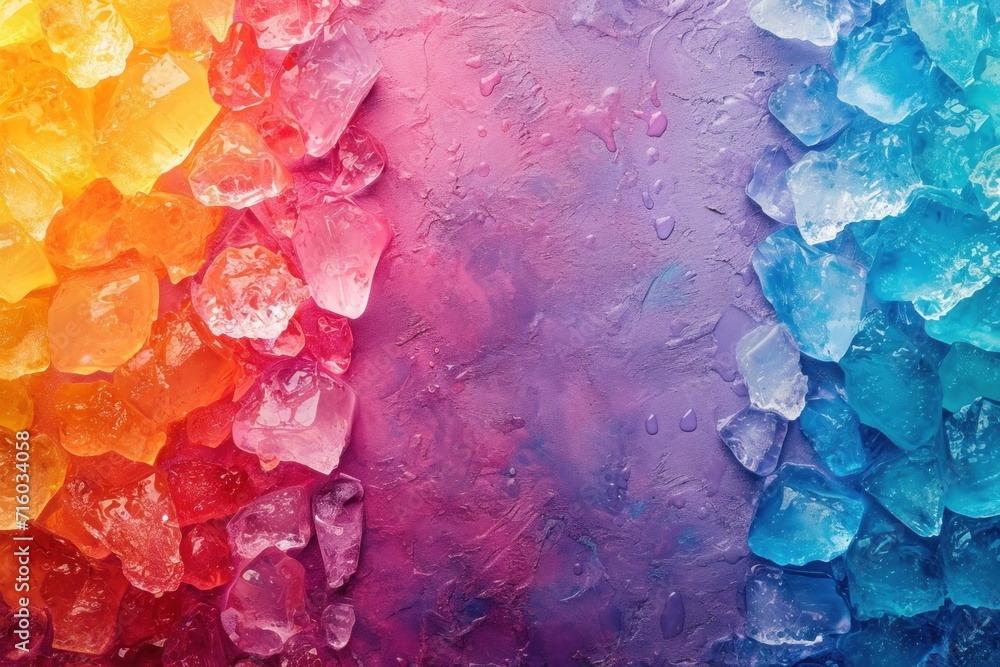 abstract background with ice cubes, Frosty and translucent ice shards ...