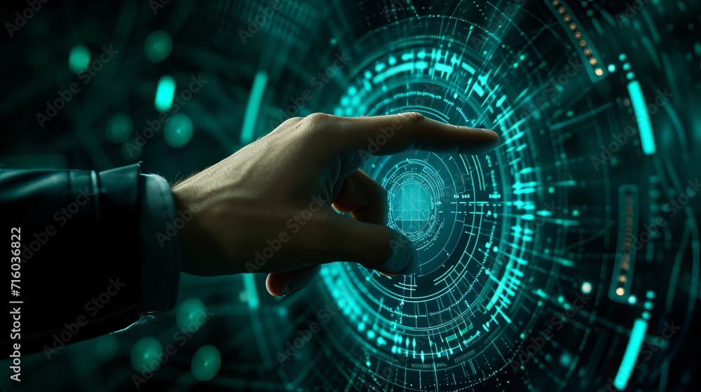 management concept with a businessman hand clicking operations images ...