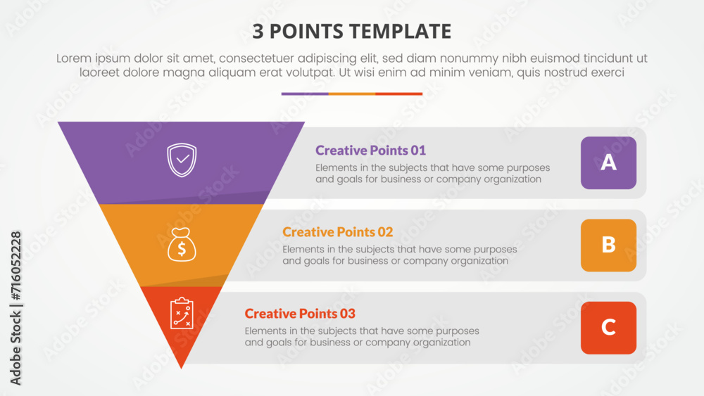 3 points stage template infographic concept for slide presentation with ...