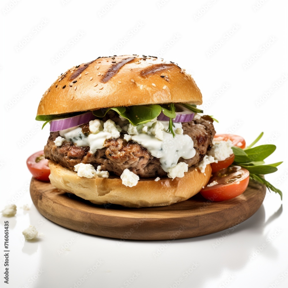 Elevate your burger experience with a gourmet lamb and feta cheese ...