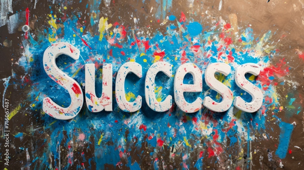 Fresco Success concept creative horizontal art poster. Photorealistic ...