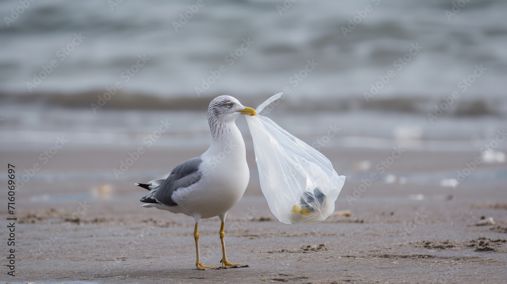 Plastic Peril, Seagull Portrays Urgency in Ocean Conservation ...