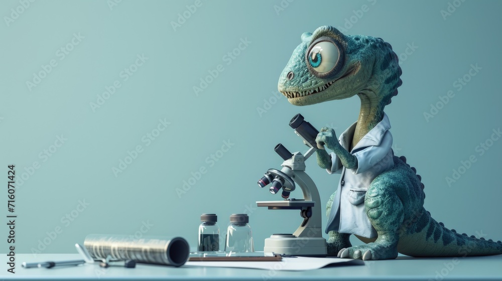 Cartoon digital avatar of Prehistoric Scientist Equipped with a lab ...