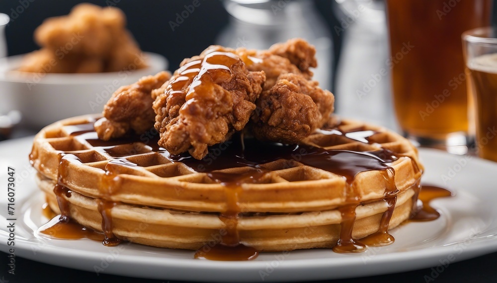 Chicken and Waffles, a classic soul food dish of crispy fried chicken ...