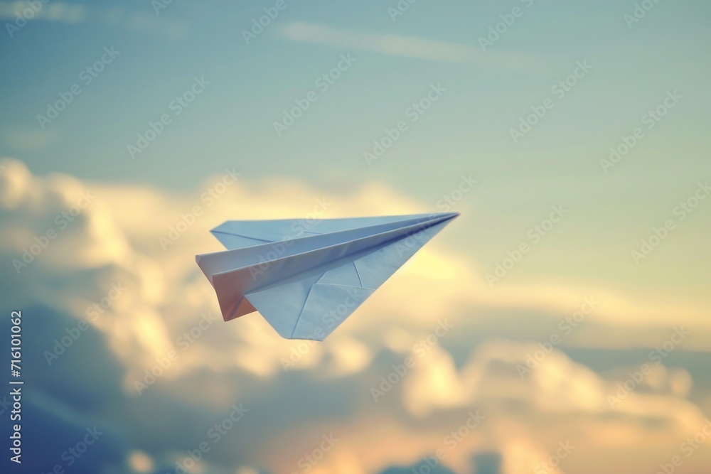 Concept the paper plane represents starting journey. Generative AI ...