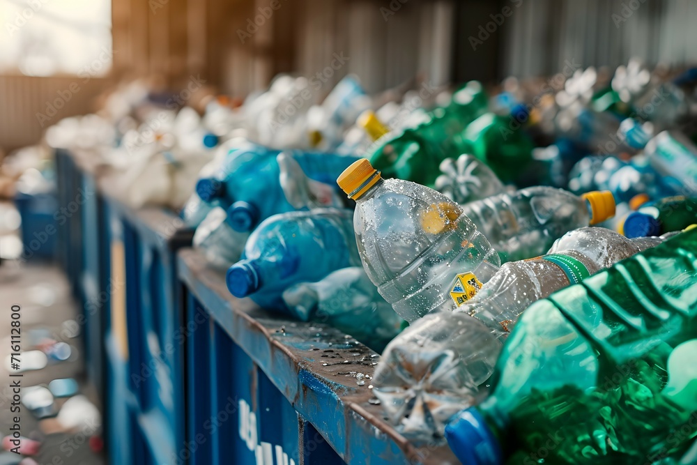 Assorted recyclables sorted in recycling bins, illustrating the ...