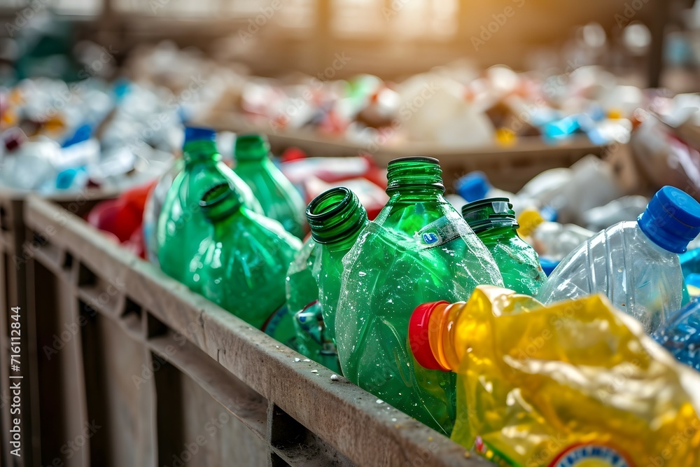 Assorted recyclables sorted in recycling bins, illustrating the ...