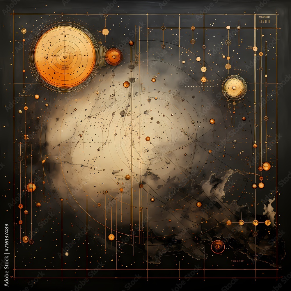 vintage illustration graphic map showing all the constellation ...