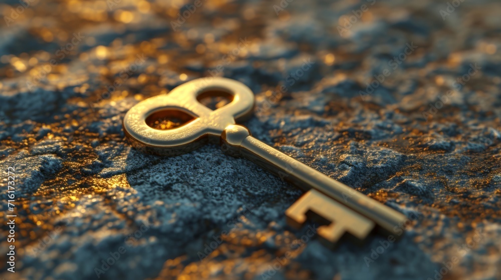 Cartoon scene A key struggling to fit into a peculiarly shaped keyhole ...