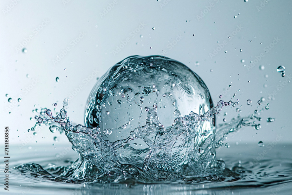 Dynamic water ball explosion captivates with a stunning splash, frozen ...