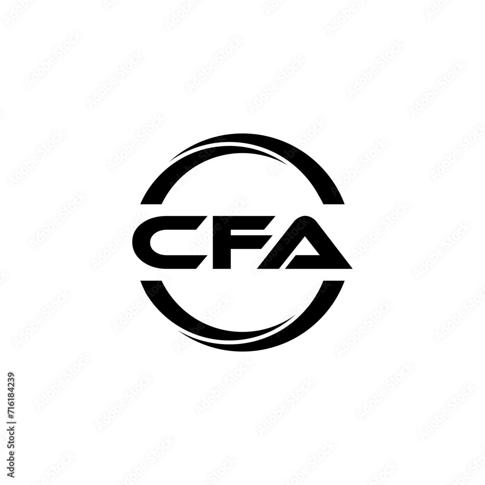 CFA letter logo design with white background in illustrator, cube logo ...