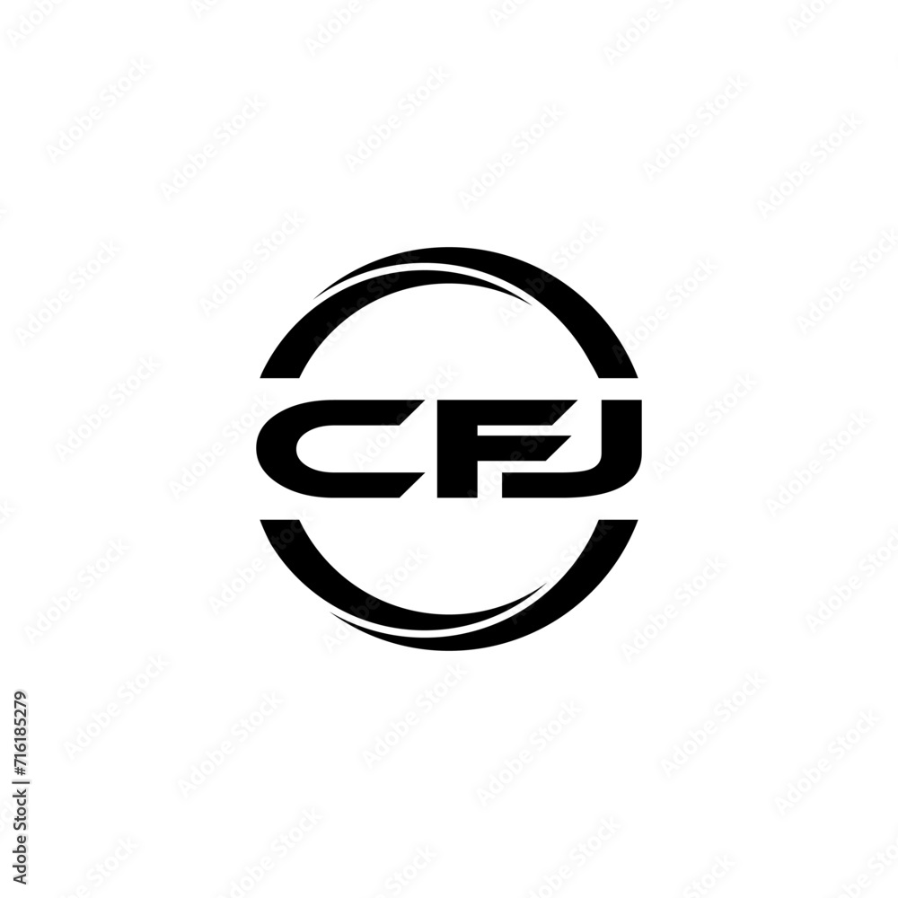 CFJ letter logo design with white background in illustrator, cube logo ...