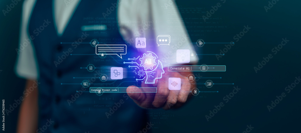 Human connection and artificial intelligence (Ai) concept, generate ...
