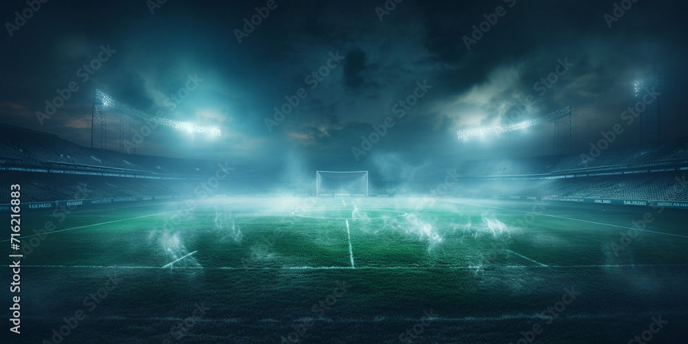Football soccer field stadium at night and spotlight textured soccer ...