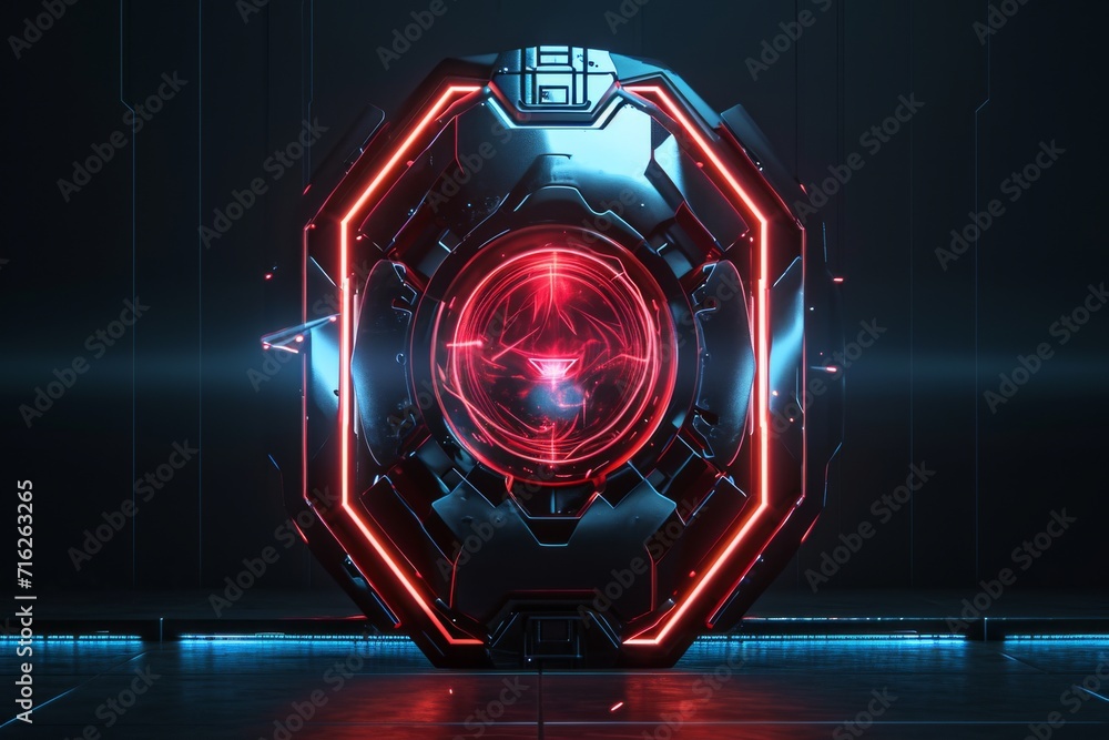 sci-fi device with a circular structure and a complex design Stock ...