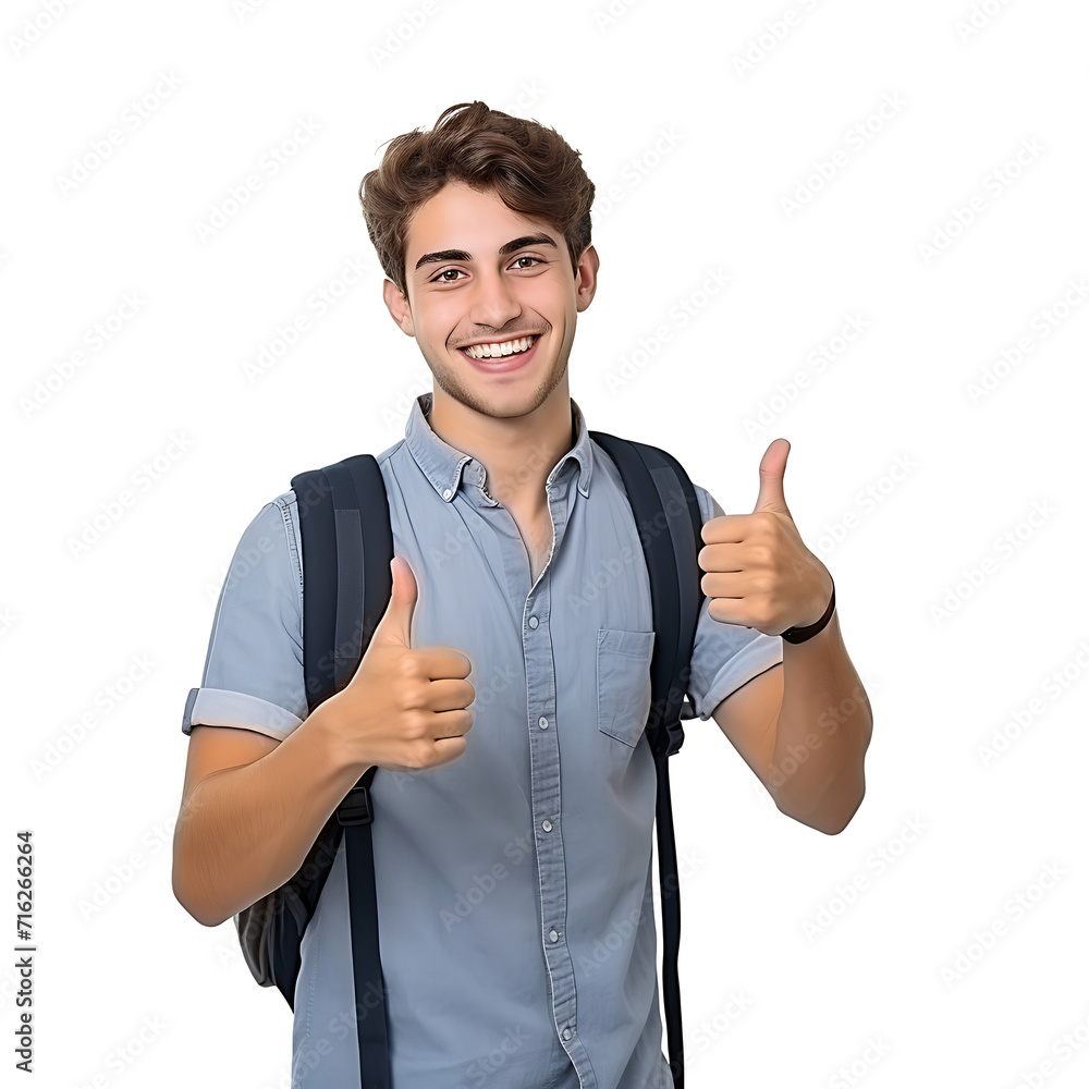 American university student smiling and giving thumbs up on PNG ...
