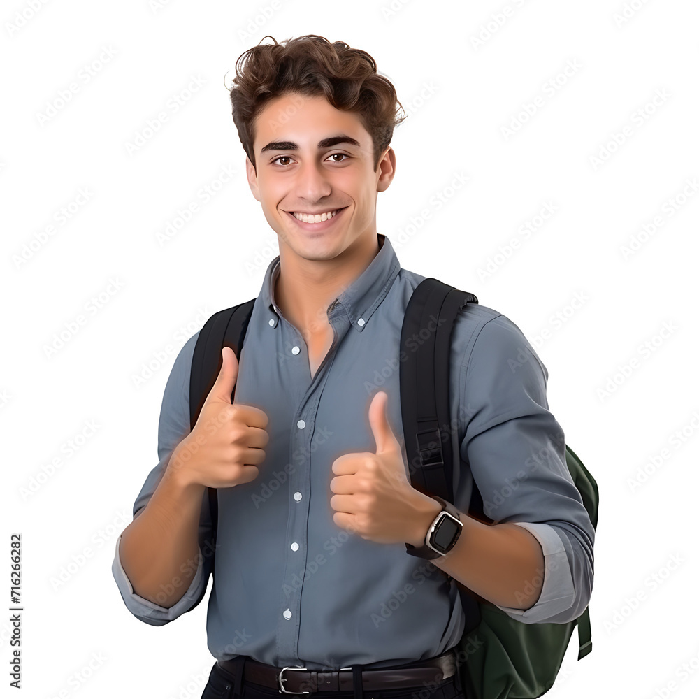 American university student smiling and giving thumbs up on PNG ...