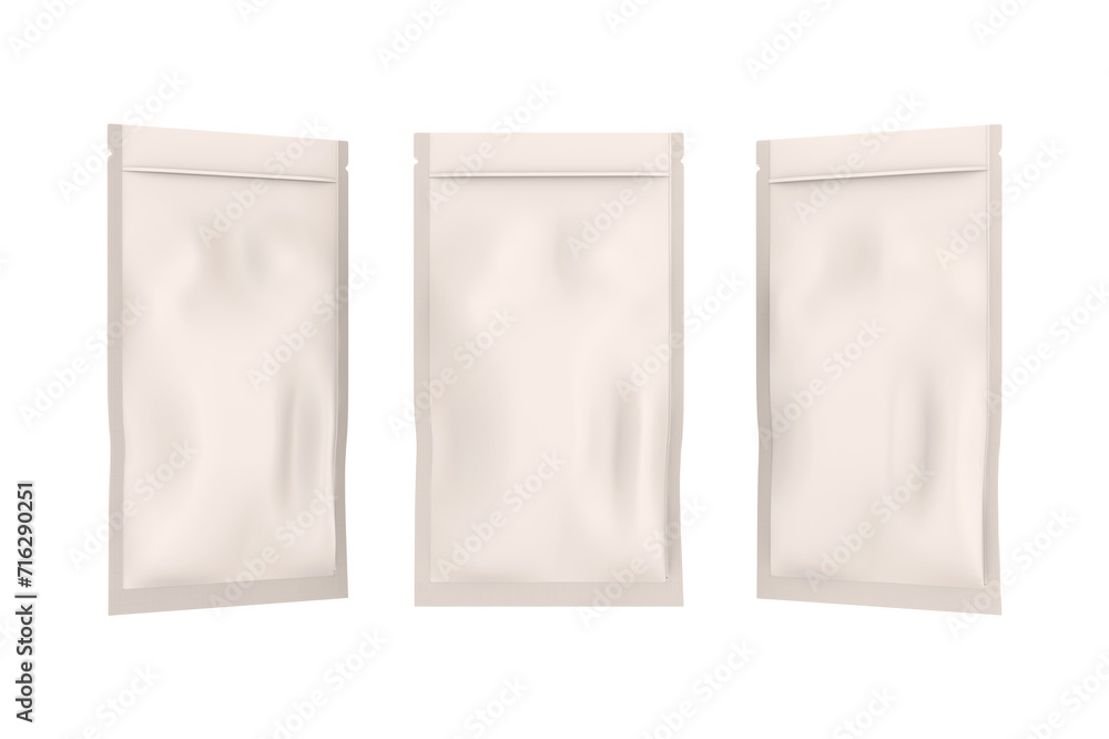 paper pouch bag fron,back and side view isolated on white background ...