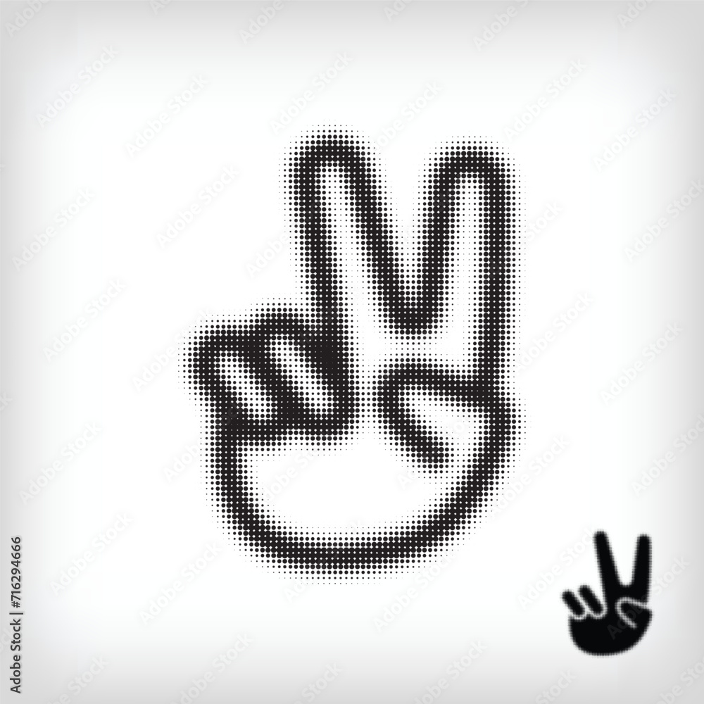 Peace hand sign dotted halftone texture. Vector. Modern background for ...