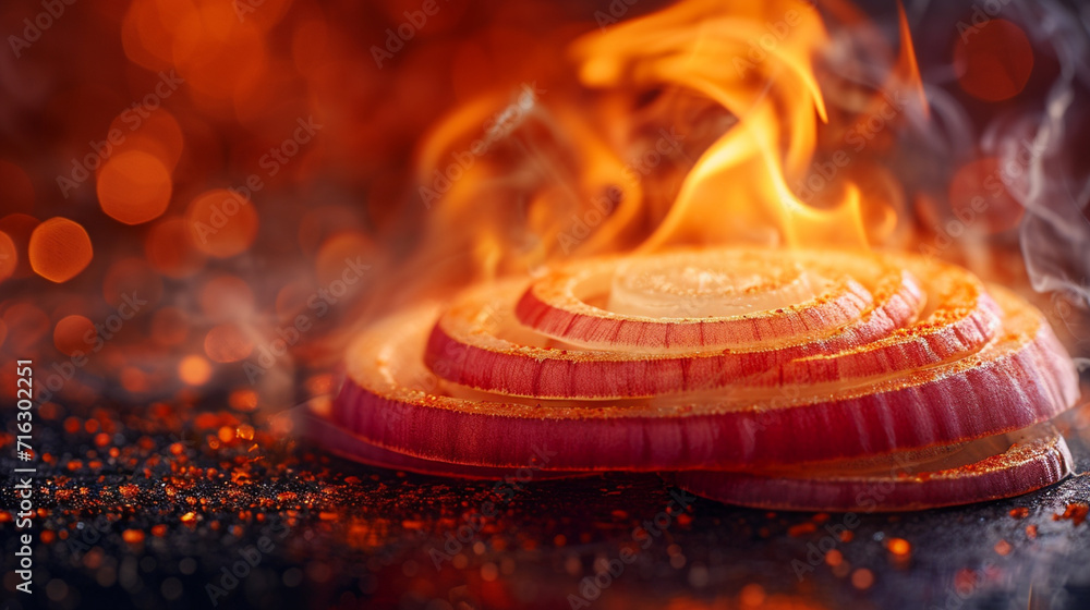 An artistic portrayal of a half-sliced onion silhouette with the layers ...