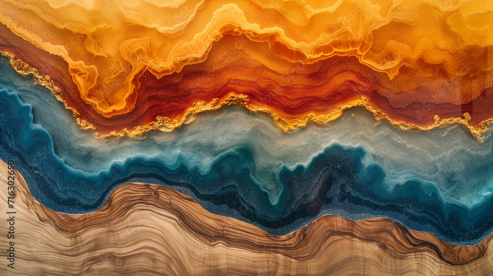 Abstract wood and colored epoxy resin texture background. Captivating ...
