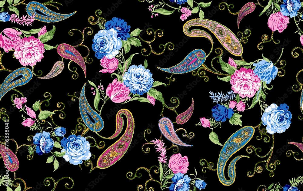 Pakistani Digital HD All_Over Flower Pattern Design for Digital Kurtis ...