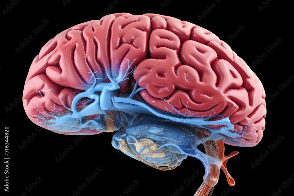 Human skull creative colorful brain sides, left and right brain ...