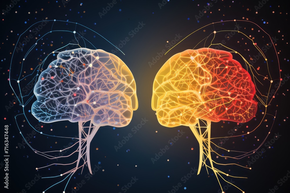 3d illustration of brain render, Neurotransmitters in the CNS and PNS ...