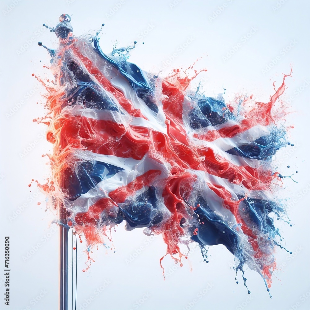 United Kingdom flag what Splash of water and flame. AI generated ...